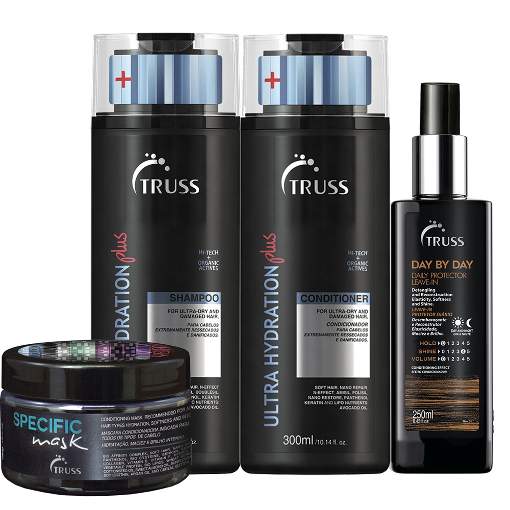 KIT 2 TRUSS ULTRA HYDRATION PLUS + TRATAMENTO HOME CARE 4 PRODUTOS - TRUSS