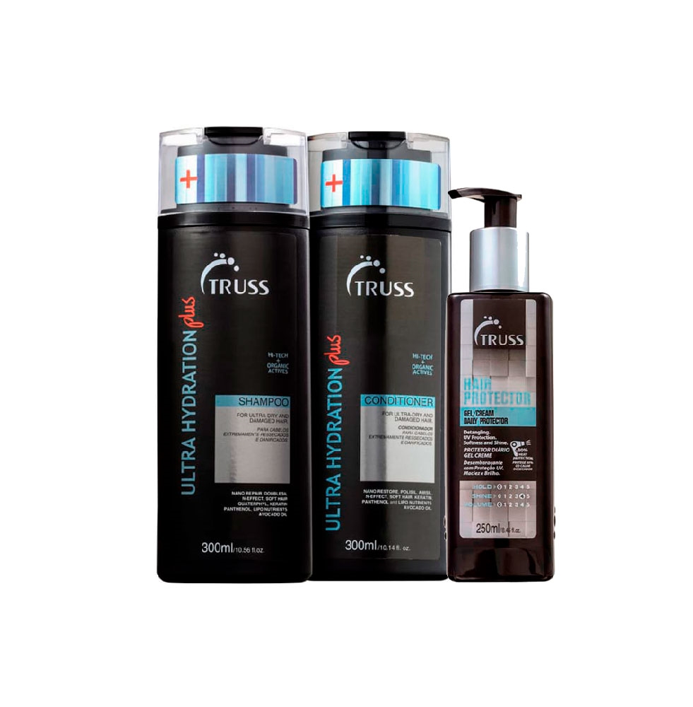 KIT 2 TRUSS ULTRA HYDRATION PLUS + LEAVE-IN HOME CARE 3 PRODUTOS - TRUSS