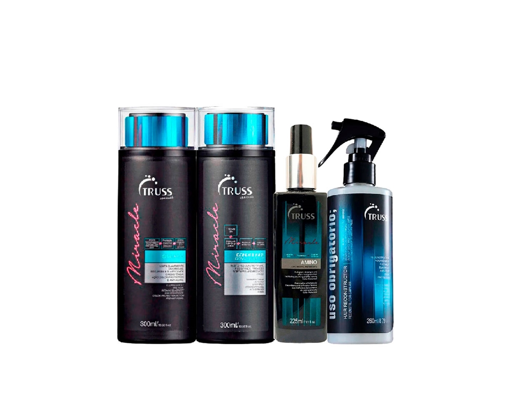 KIT 9 TRUSS MIRACLE + TRATAMENTO HOME CARE 4 PRODUTOS - TRUSS