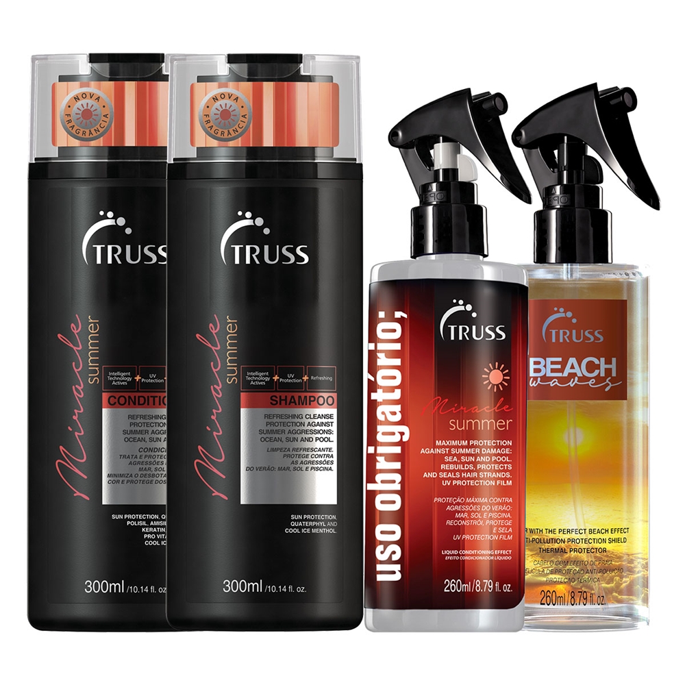 KIT 10 TRUSS MIRACLE + TRATAMENTO HOME CARE 4 PRODUTOS - TRUSS