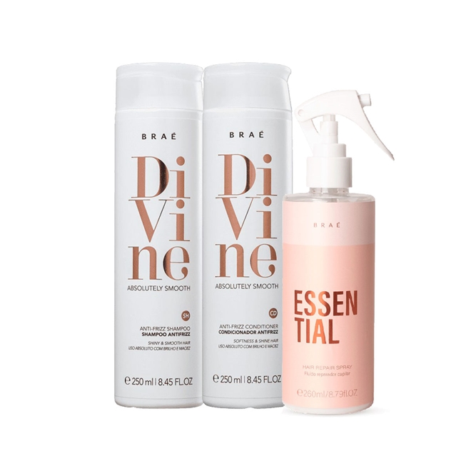 BRAÉ DIVINE KIT SHAMPOO + CONDICIONADOR + ESSENTIAL LEAVE-IN - BRAE